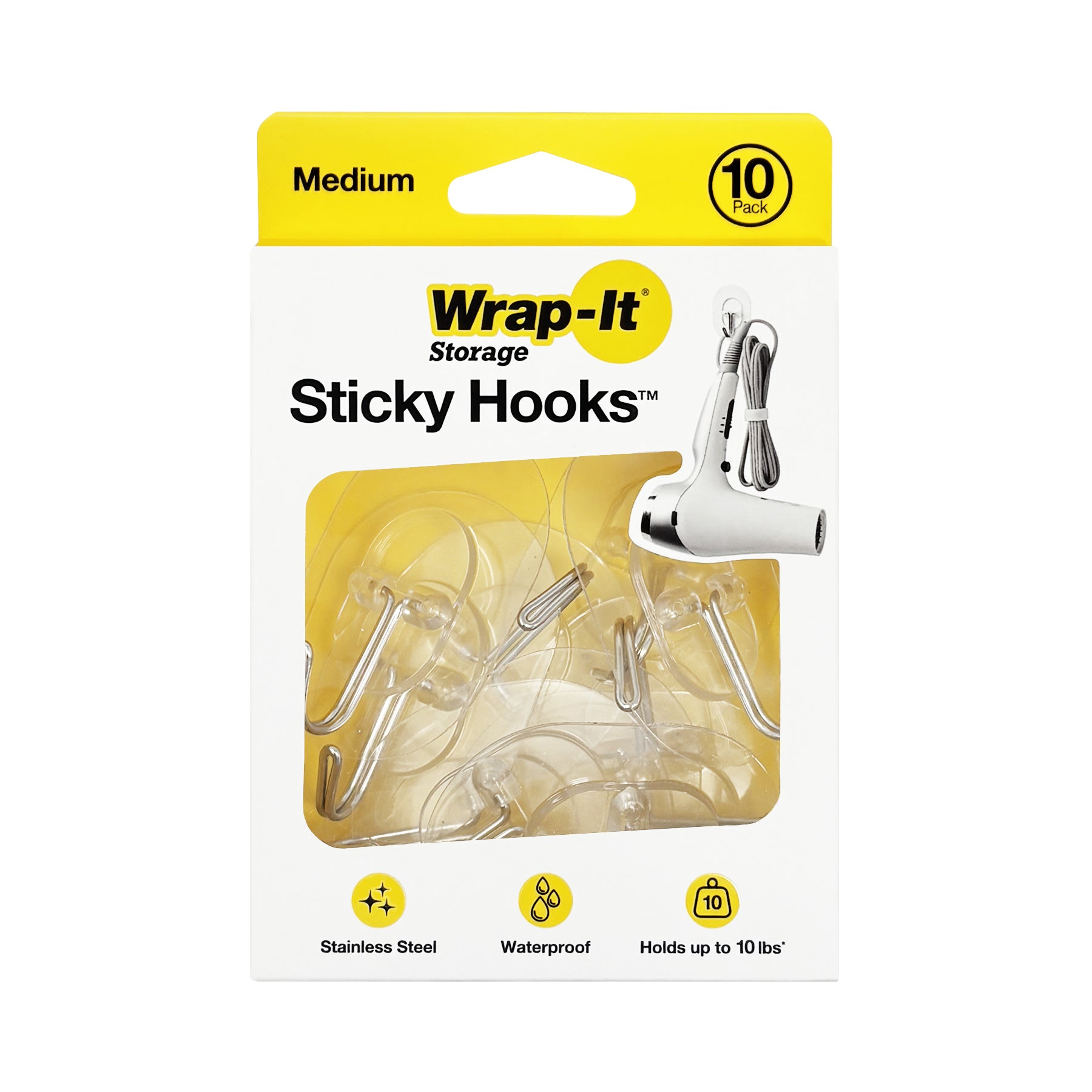 Sticky Hooks™ - Medium (10-Pack) – Wrap-It Storage