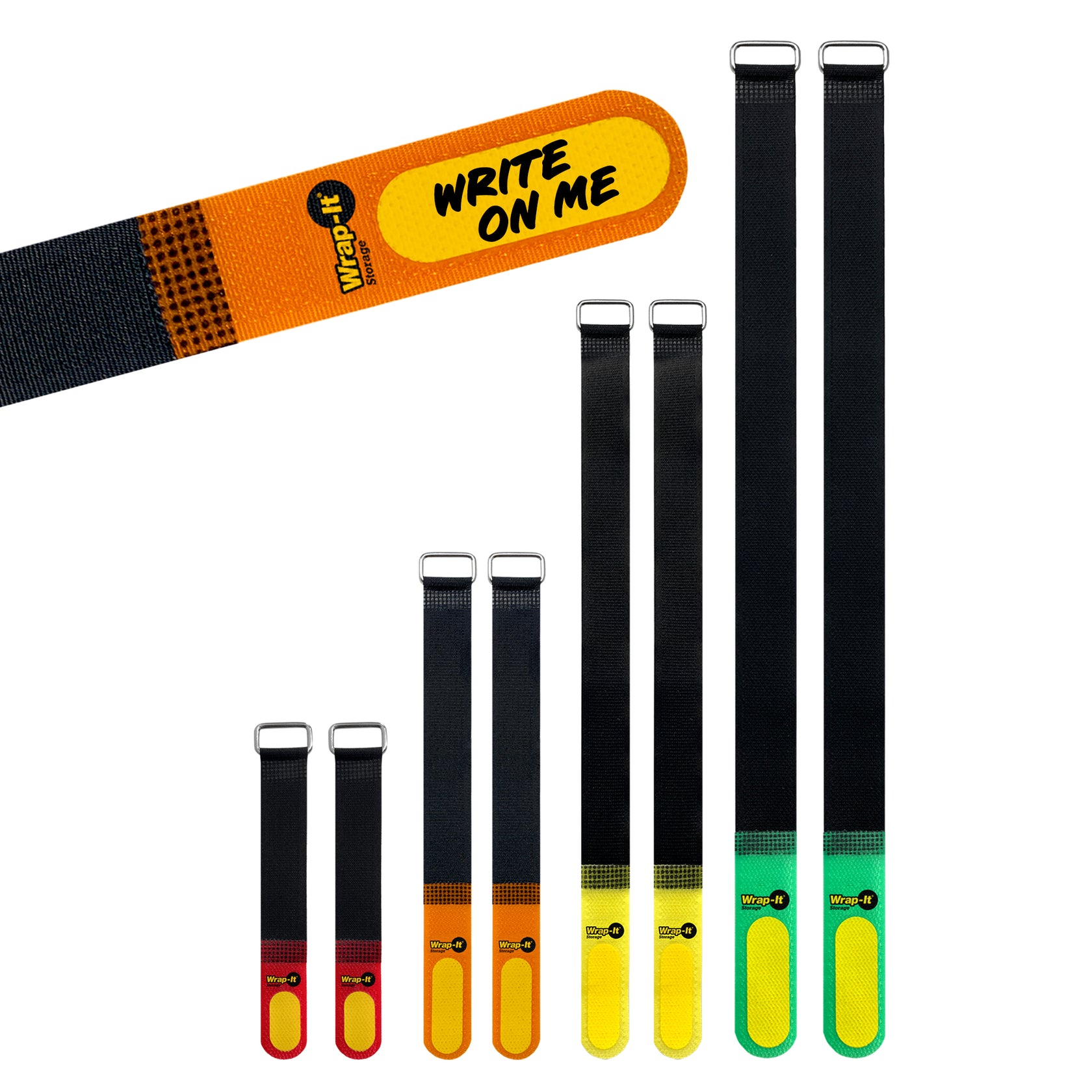 Cinch-Straps Assorted 8-Pack (Black/Color) – Wrap-It Storage